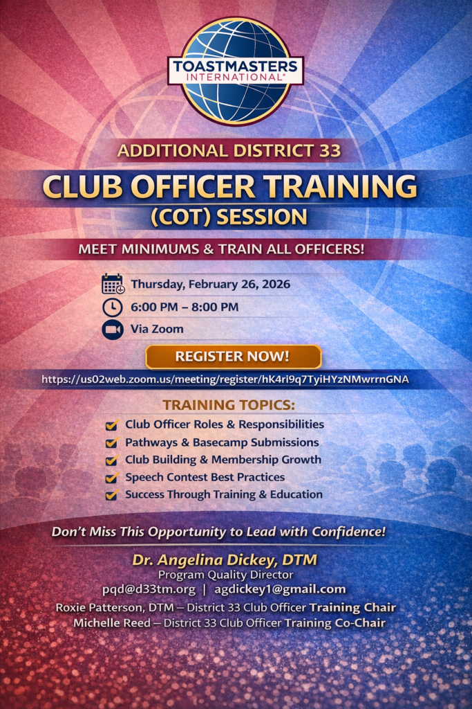 Club Officer Training, Round 2, Make-up, 2/26/2026 - District 33 ...